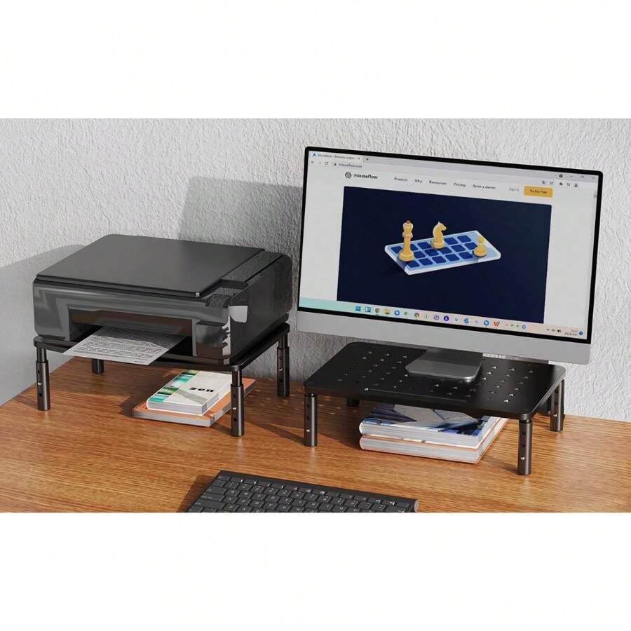 2 Pack Monitor Stand , 3 Height Adjustable Stand With Unique Star Mesh ...