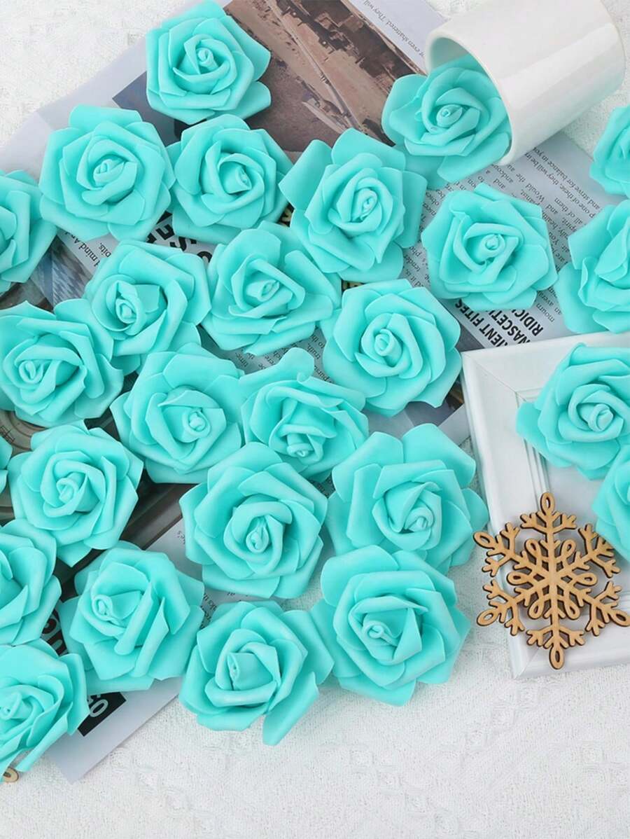 100Pcs Artificial Rose Flower Heads, Real Looking Foam Fake Roses For ...