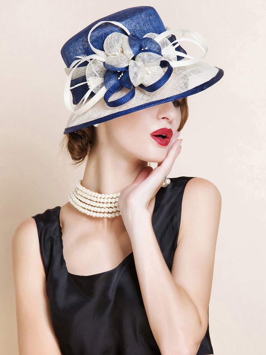 HIMESPORT Chapéu de casamento britânico Sinamay para mulheres chapéu ...