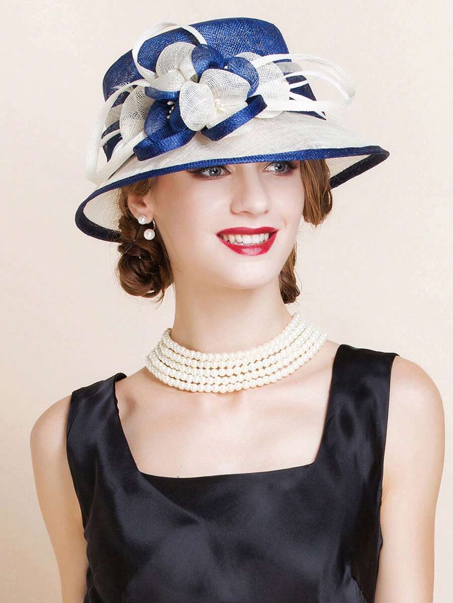 HIMESPORT Cappello da donna in sinamay stile britannico per matrimoni, elegante cappello con ...