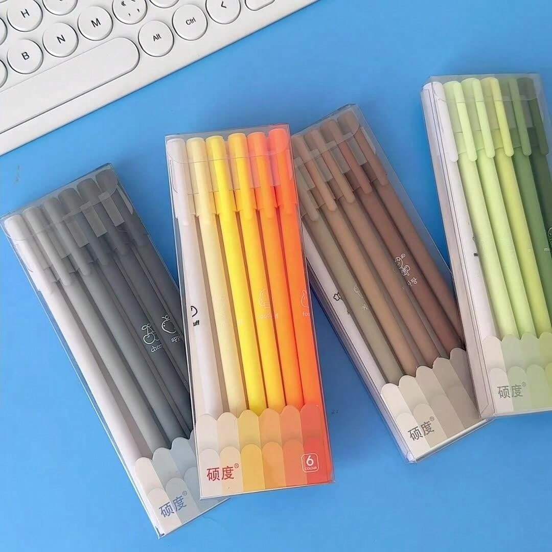 Fine Gel Pen :0.5 Mm Stretchable Black Ink 6 Smooth Writing, No Color ...