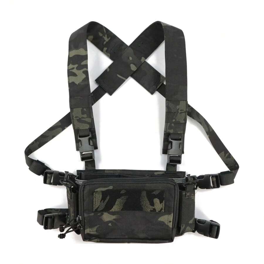 Tactical Airsoft Chest Rig, Adjustable 500D Nylon Molle Chest Rigs Mag ...