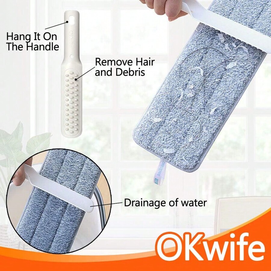 Okwife Large Microfiber Mop 60cm(23.8 In) Flat Mop Commercial Mop Large ...
