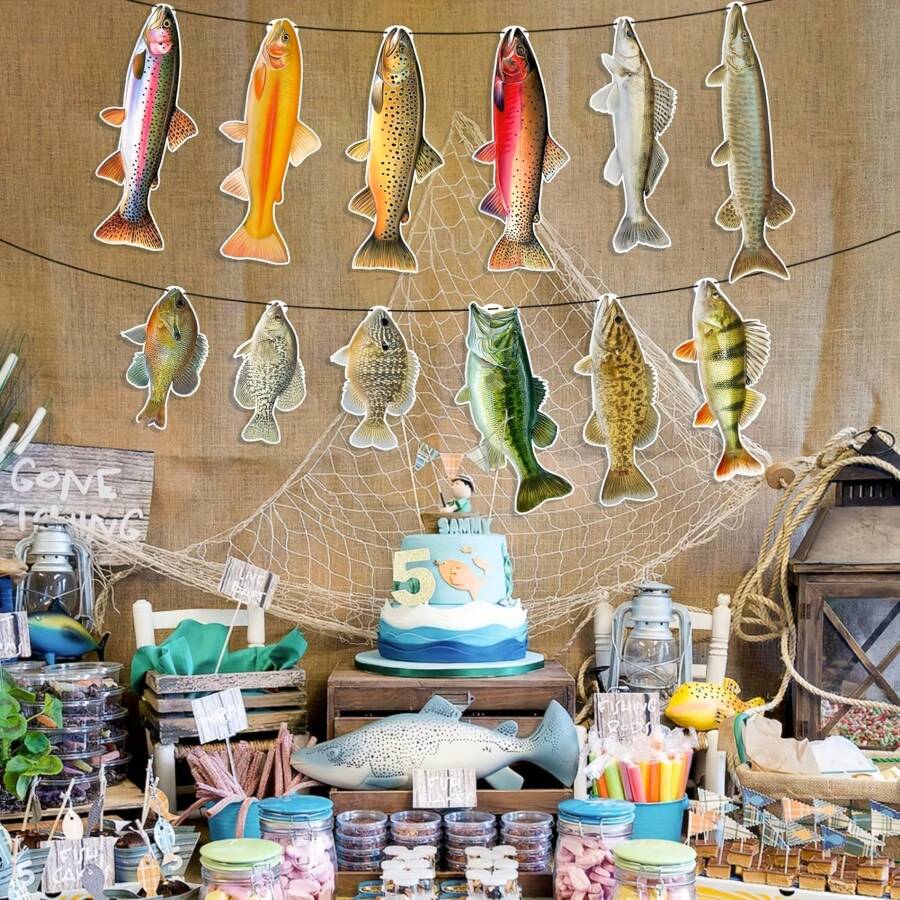 Fishing Birthday Decorations, Gone Fishing Party Supplies Sunfish Trout ...
