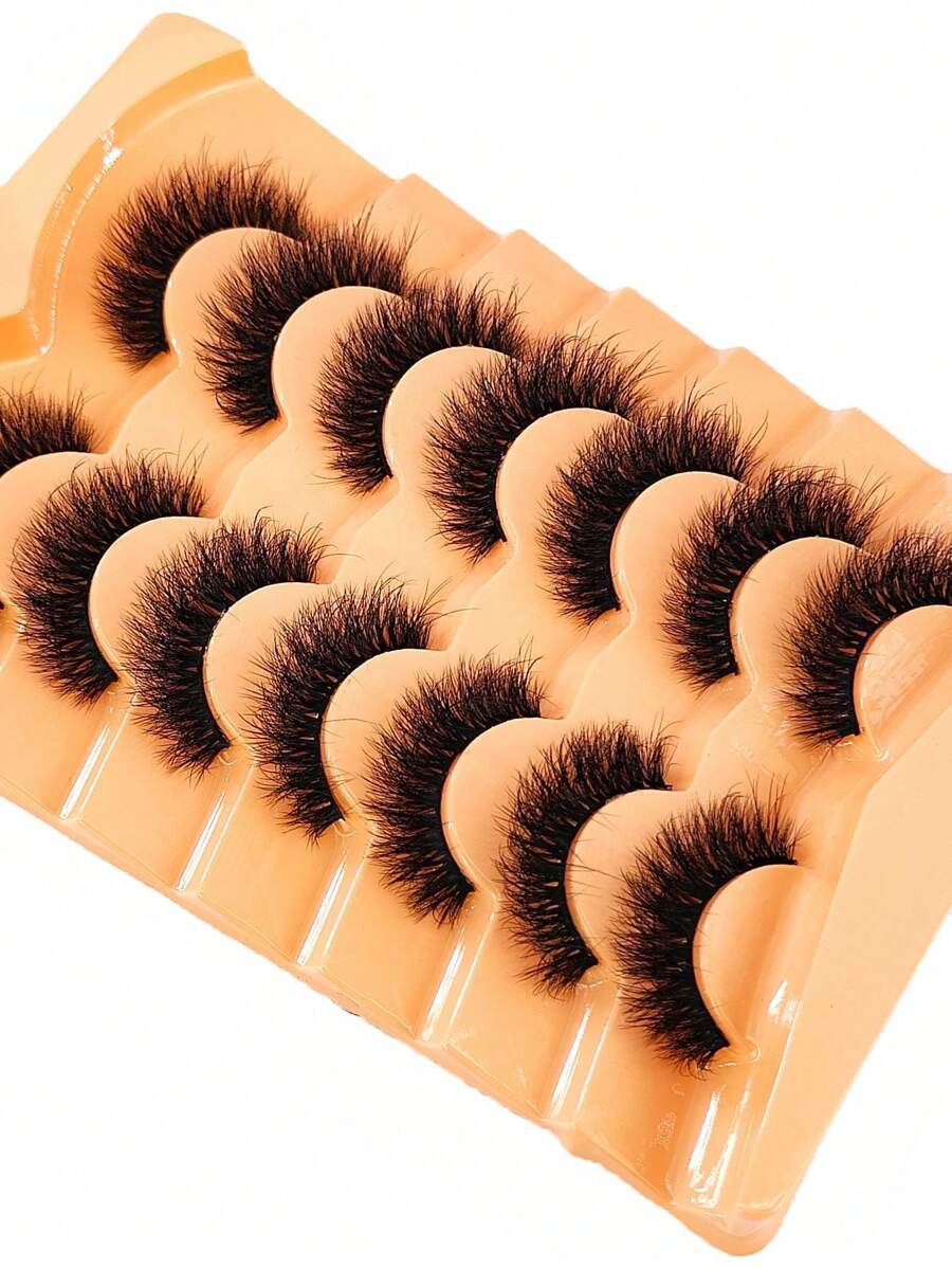 7 Pairs 5d Mink Fur False Eyelashes,Crossed & Voluminous Natural And ...