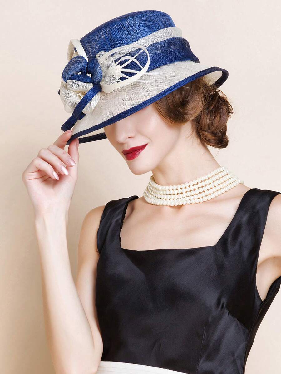 HIMESPORT Chapéu de casamento britânico Sinamay para mulheres chapéu ...