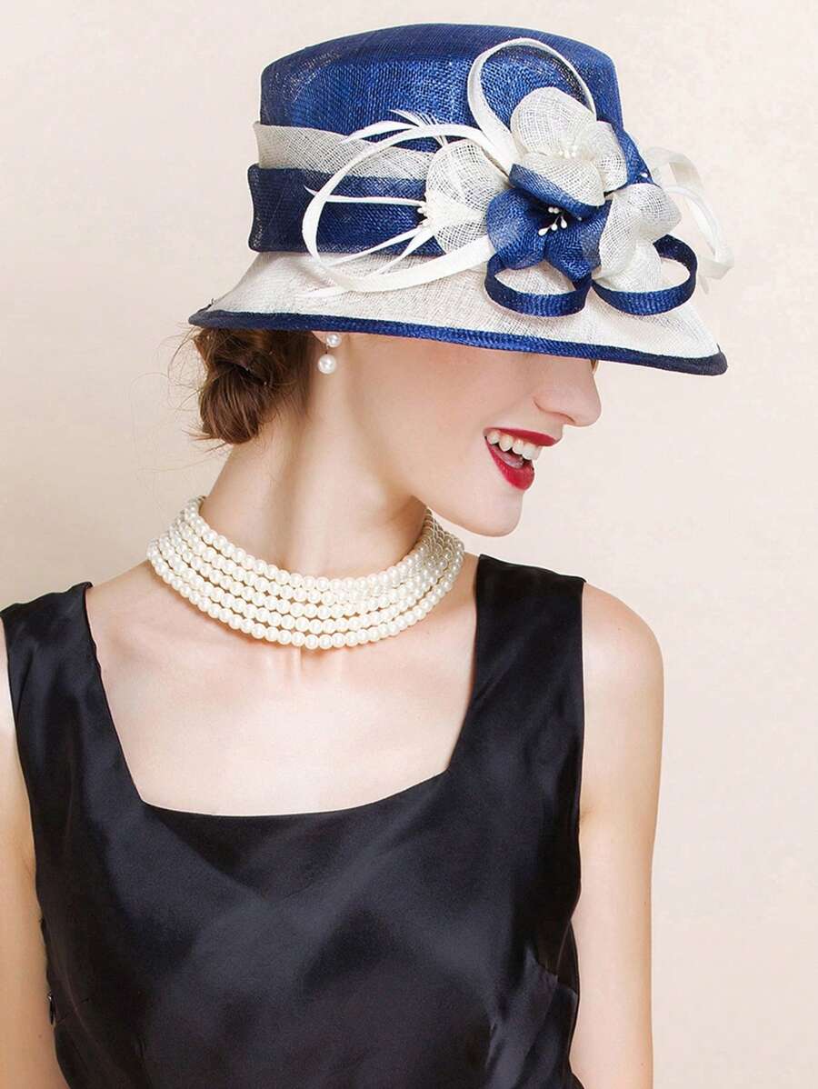 HIMESPORT Chapéu de casamento britânico Sinamay para mulheres chapéu ...