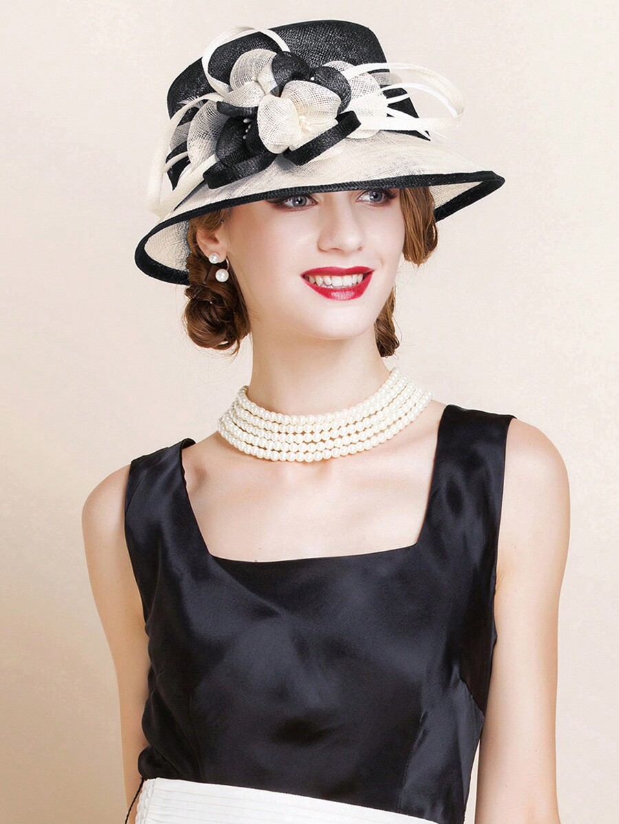 HIMESPORT Chapéu de casamento britânico Sinamay para mulheres chapéu ...