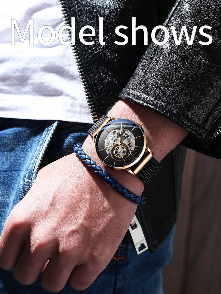 SOLLEN Automatic Mechanical Waterproof Stainless Steel Hollow Wrist ...