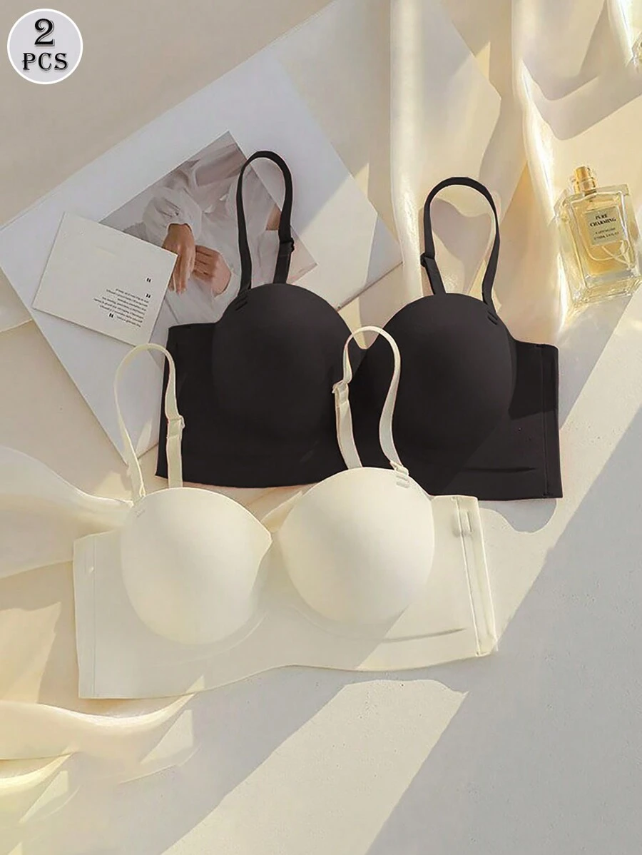 2pcs Wireless, Seamless, Push Up, Backless Bra, Lingerie | SHEIN USA