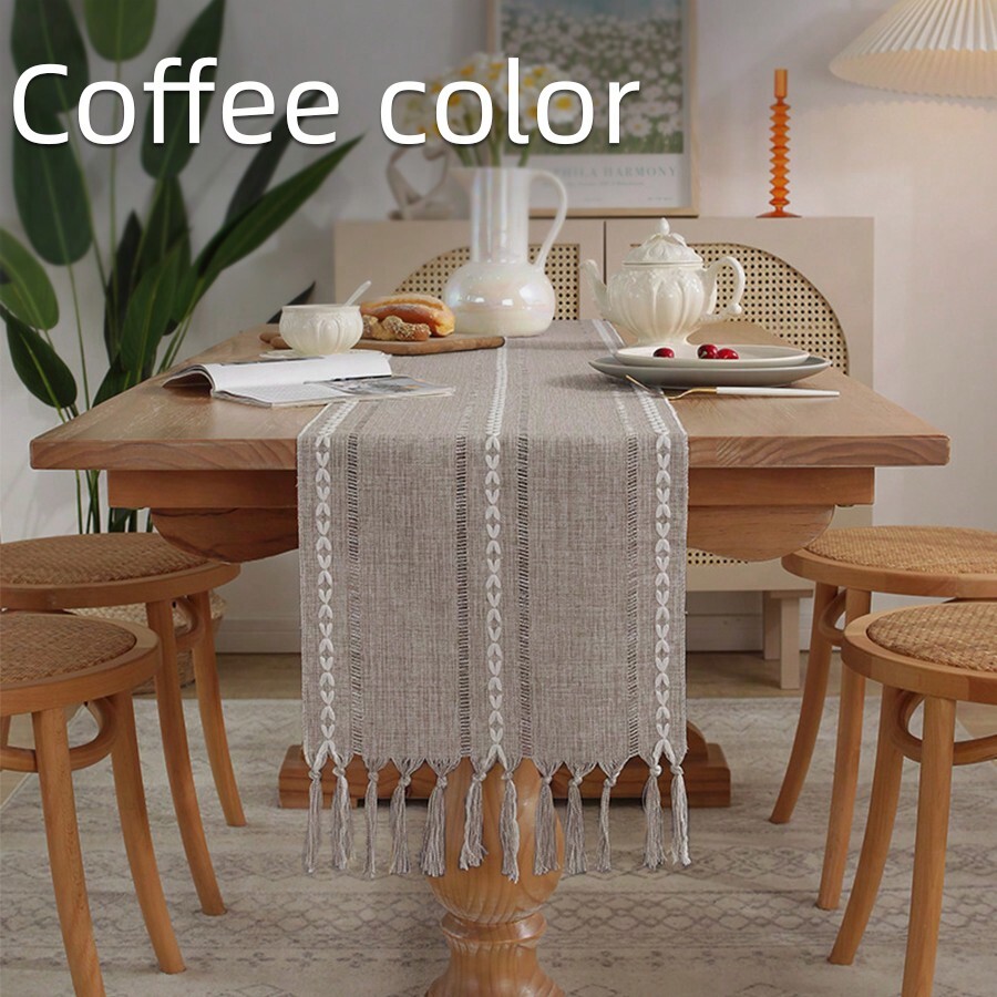 1pc 13 * 72inch Linen Table Runner Elegant Dining Boho Vintage Woven ...