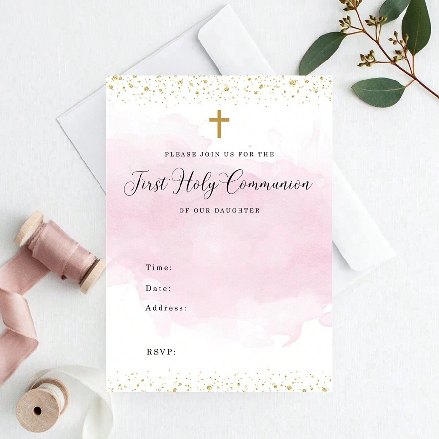10Set First Holy Invitations – Invites - Sacrament Of Baptism ...