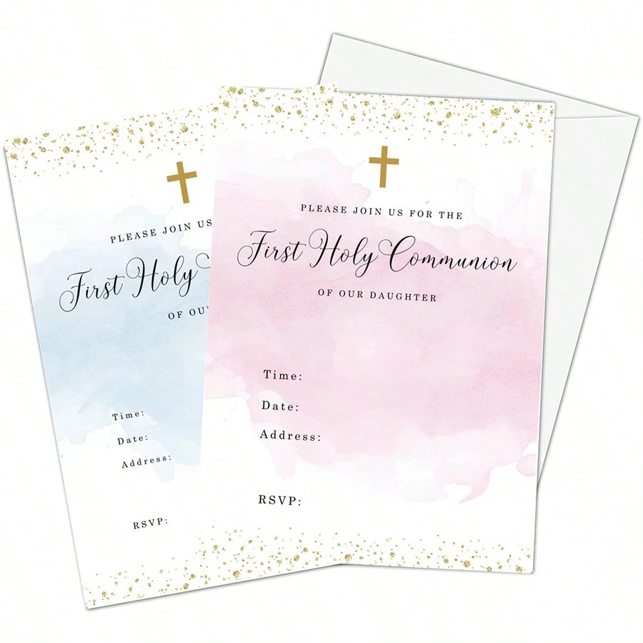 10Set First Holy Invitations – Invites - Sacrament Of Baptism ...