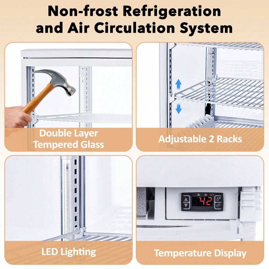 Commercial Refrigerator Display Case 2 Cu.FT, Two Glass Door Display ...