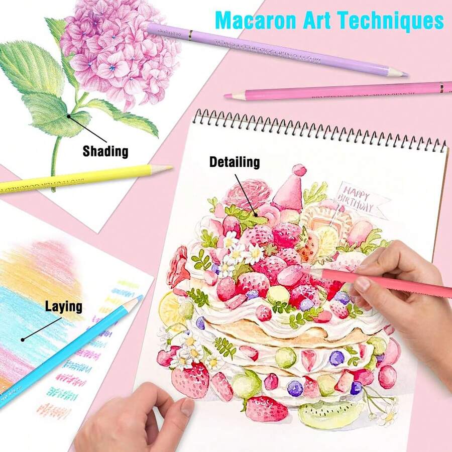 24 Colors Macaron Oil-Based Colored Pencils Set With Soft Core For ...