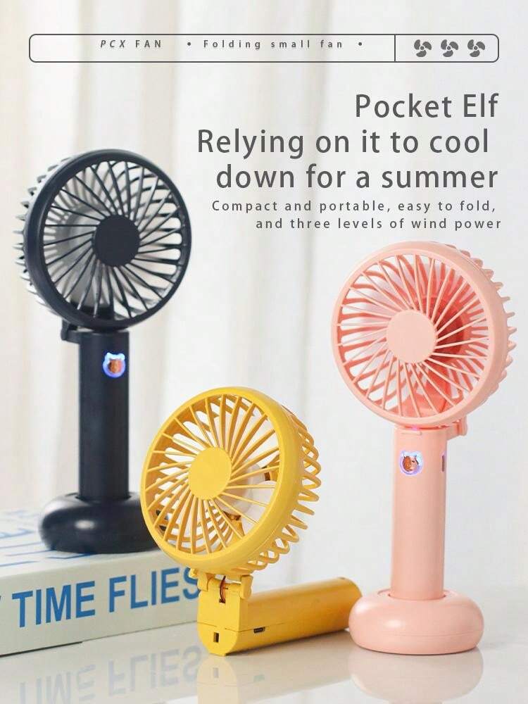 1pc 3-Speed Lithium Battery Foldable Electric Fan, Handheld USB Mini ...