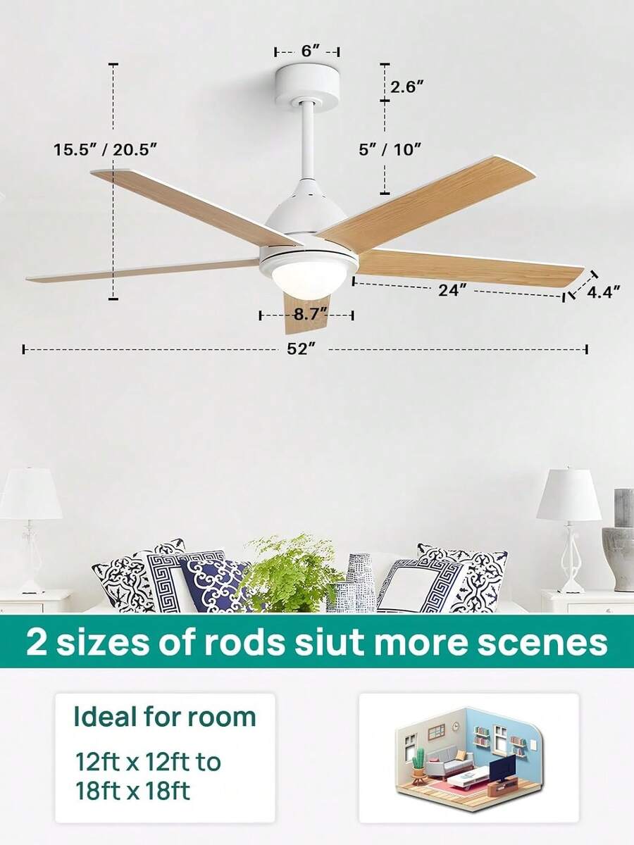 Modern And Fashionable 52 Inch Ceiling Fan With AC Motor And LED Light ...