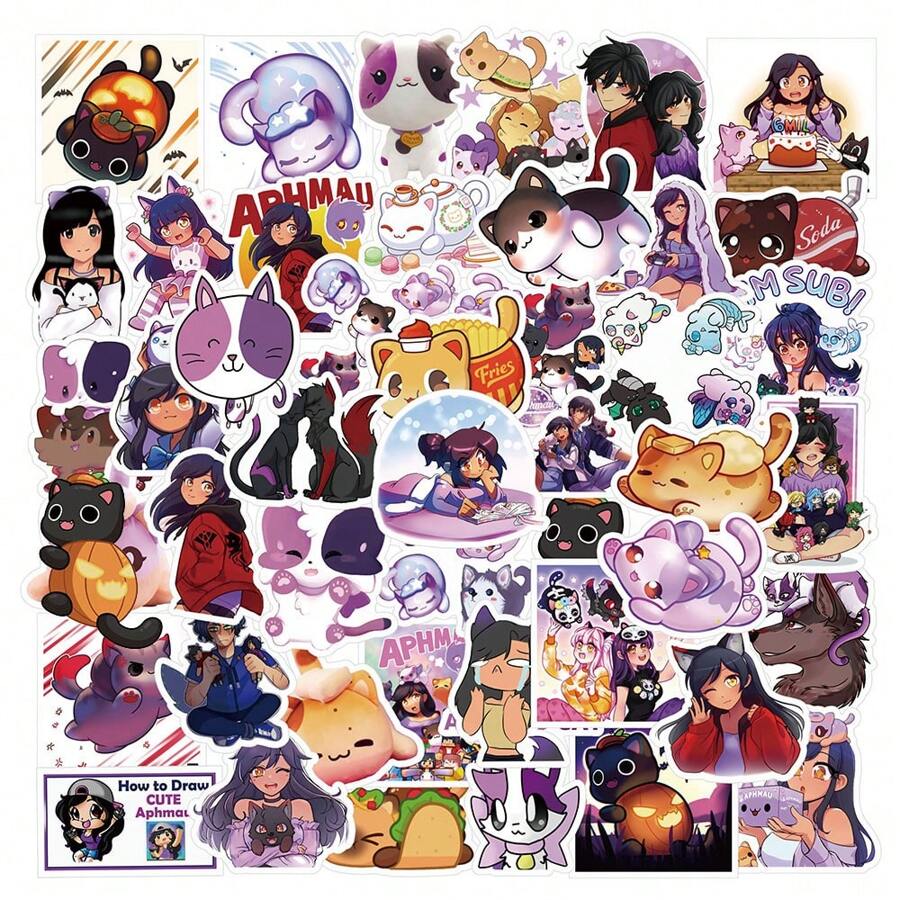 50pcs/Pack Cat Stickers, Cartoon Cute Kids Reward Party Supplies ...