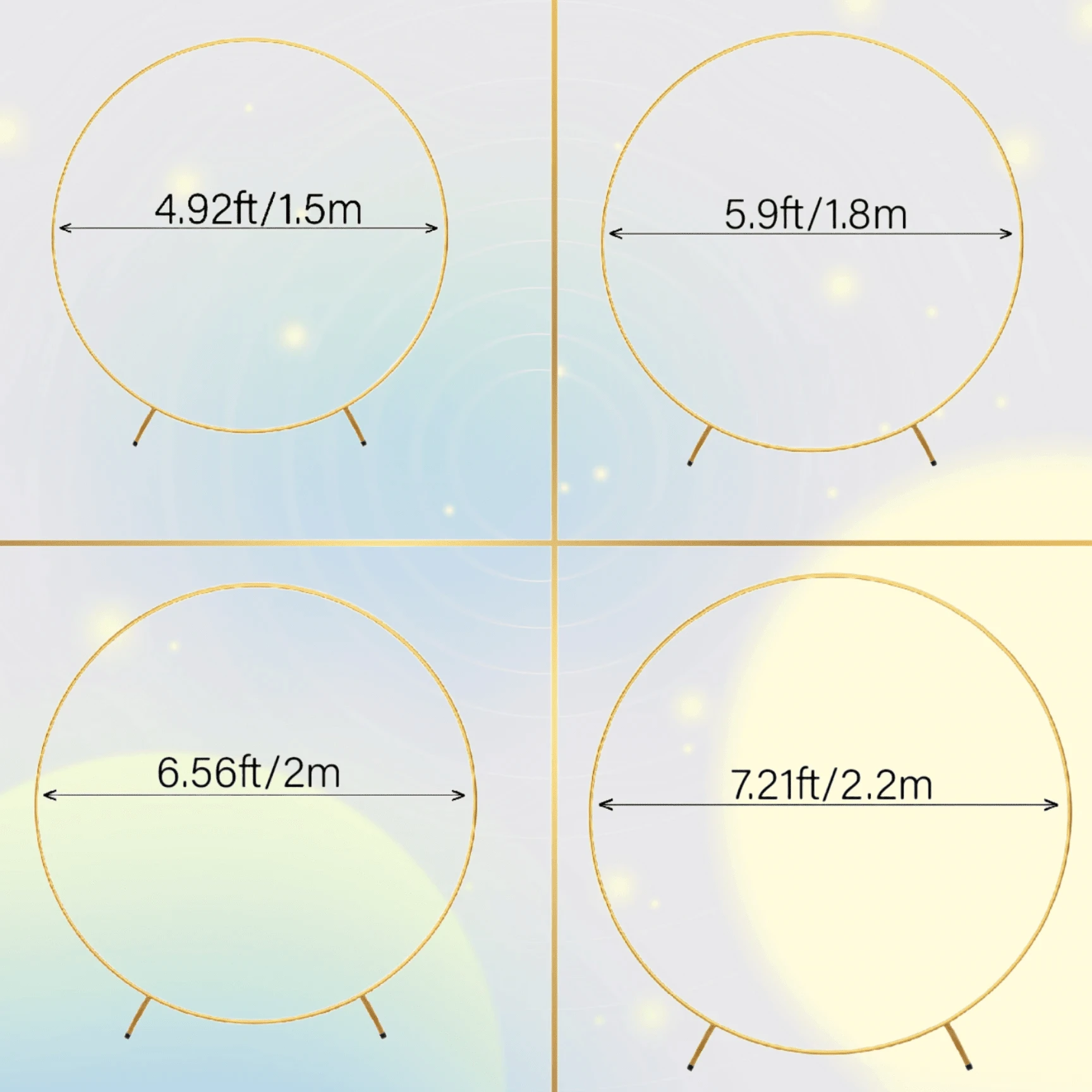 1Set Gold Round Backdrop Stand Metal Circle Balloon Arch Frame Wedding ...