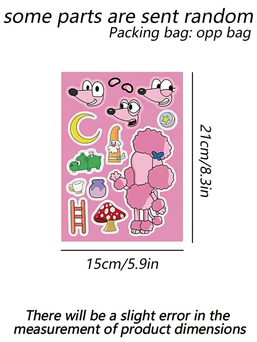 8/16/24/48 Sheets Make A Face Stickers For Kids, Cartoon Stickers, DIY ...