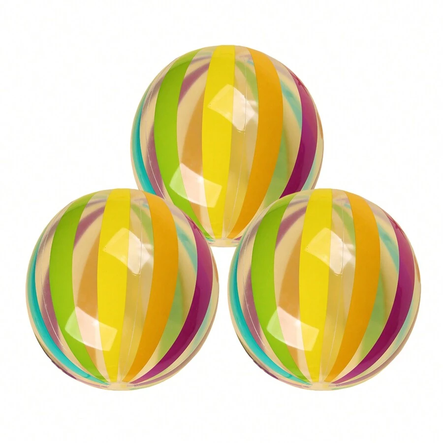 PVC Beach Ball Stripes 3pcs, Transparent Pvc Ball Water Toys ...
