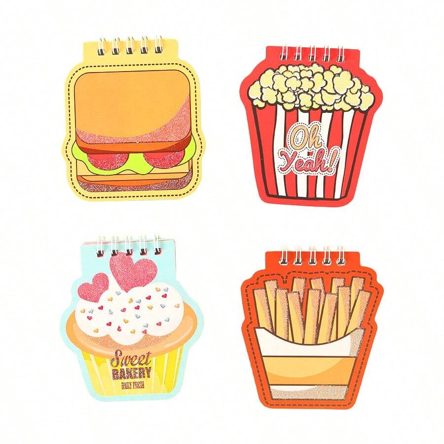 1 Pc Randomized Small Notebook, Creative Burger Fries And Other Designs ...