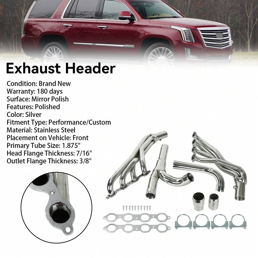 Stainless Exhaust Header Fit For Chevy/GMC Silverado Sierra 14-17 1500 ...