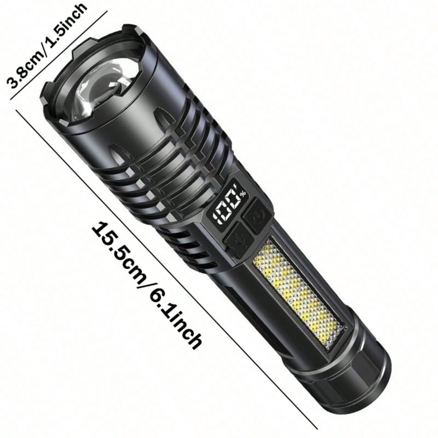 Super Bright XHP70 Powerful Led Flashlight Power Bank Torch Light USB ...