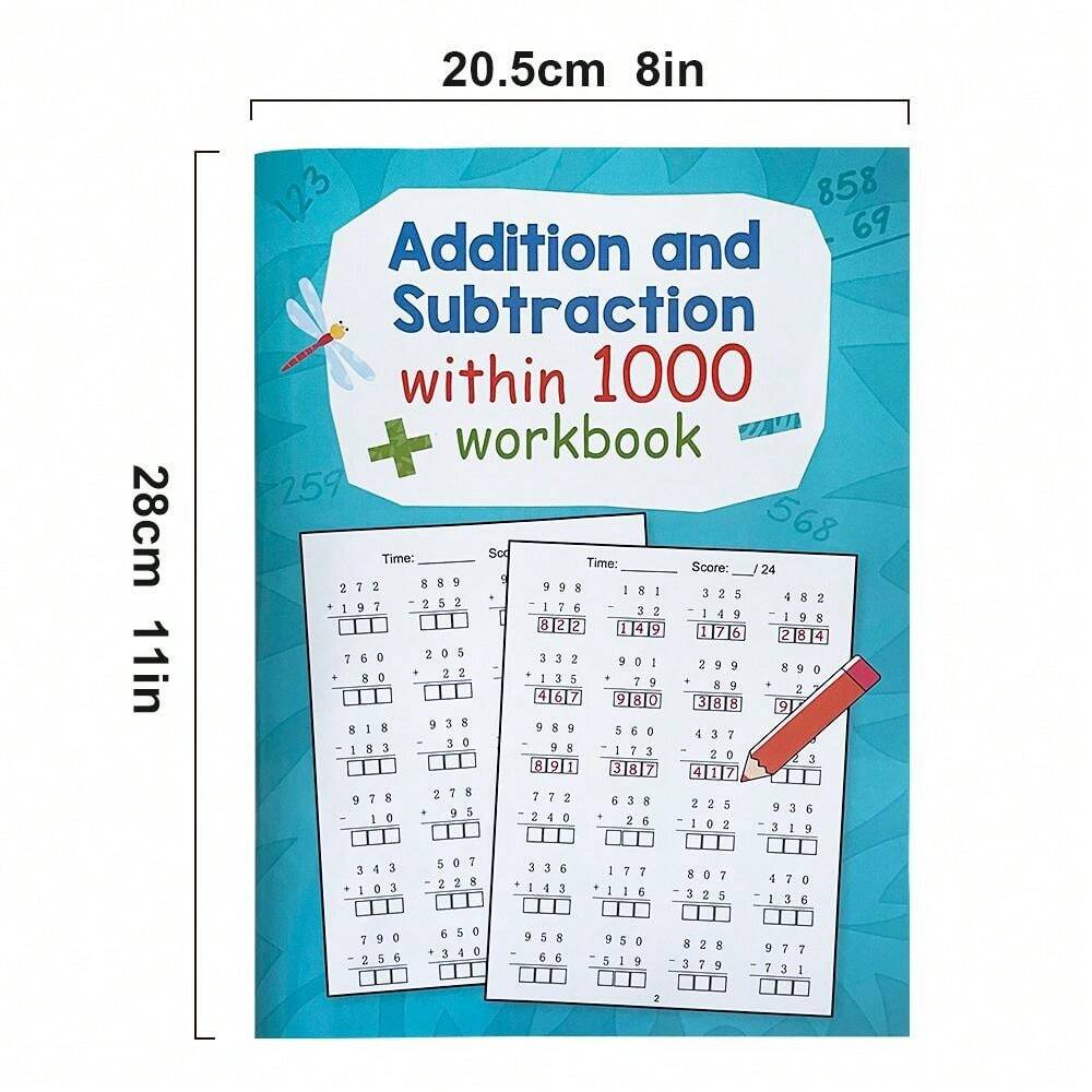 32 Pages Math Timed Tests Workbook - 3 Digit Addition And Subtraction ...