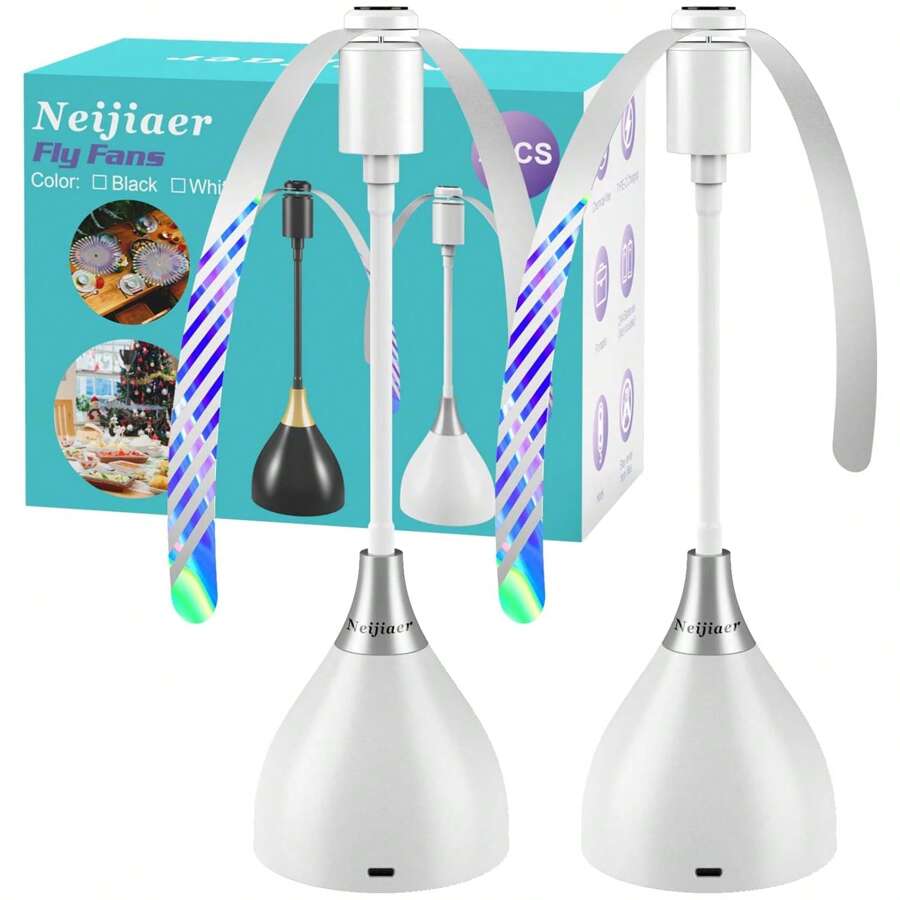 (2 Pack) White Soft Blade Fly Repellent Fan, Portable Fan, Mini Fan ...