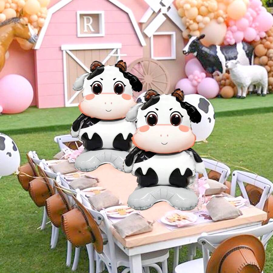 1/4pcs Balões em formato de vaca de desenho animado em pé, contendo ...