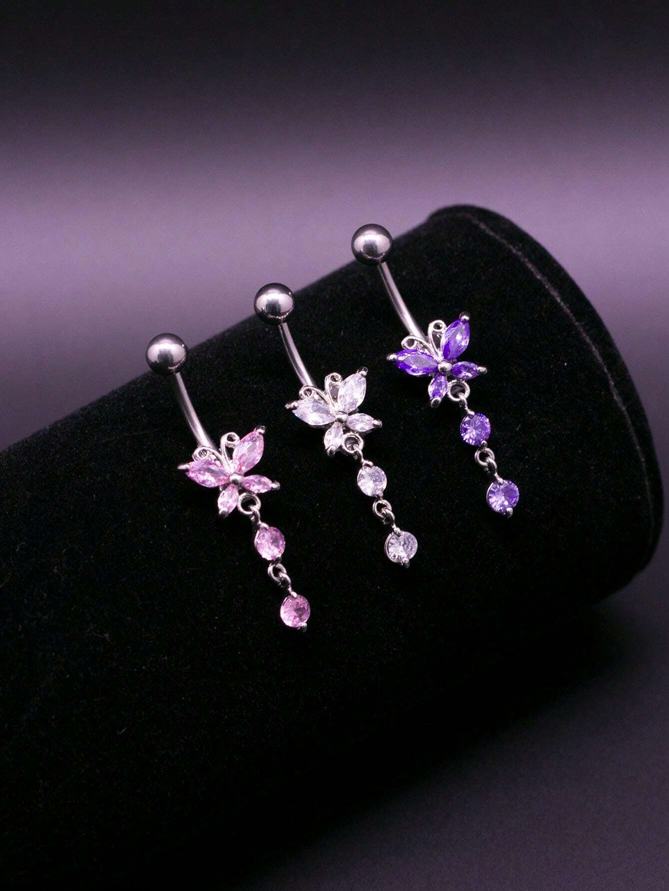 1ชิ้น 14G 316L เหล็กผ่าตัดผีเสื้อ คิวบิกเซอร์โคเนีย Navel แหวนหลักเจาะ-แฟชั่นผู้หญิง ...