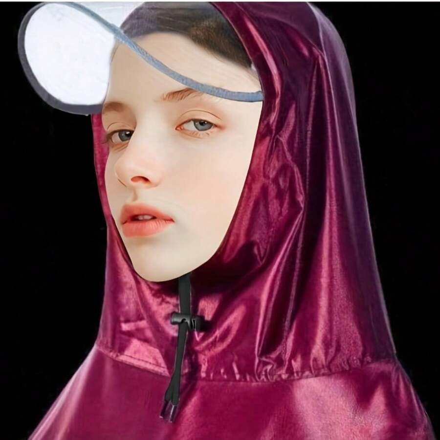 Reusable Rain Pacho, Water & Tear Resistant Hooded Raincoat, Solid ...