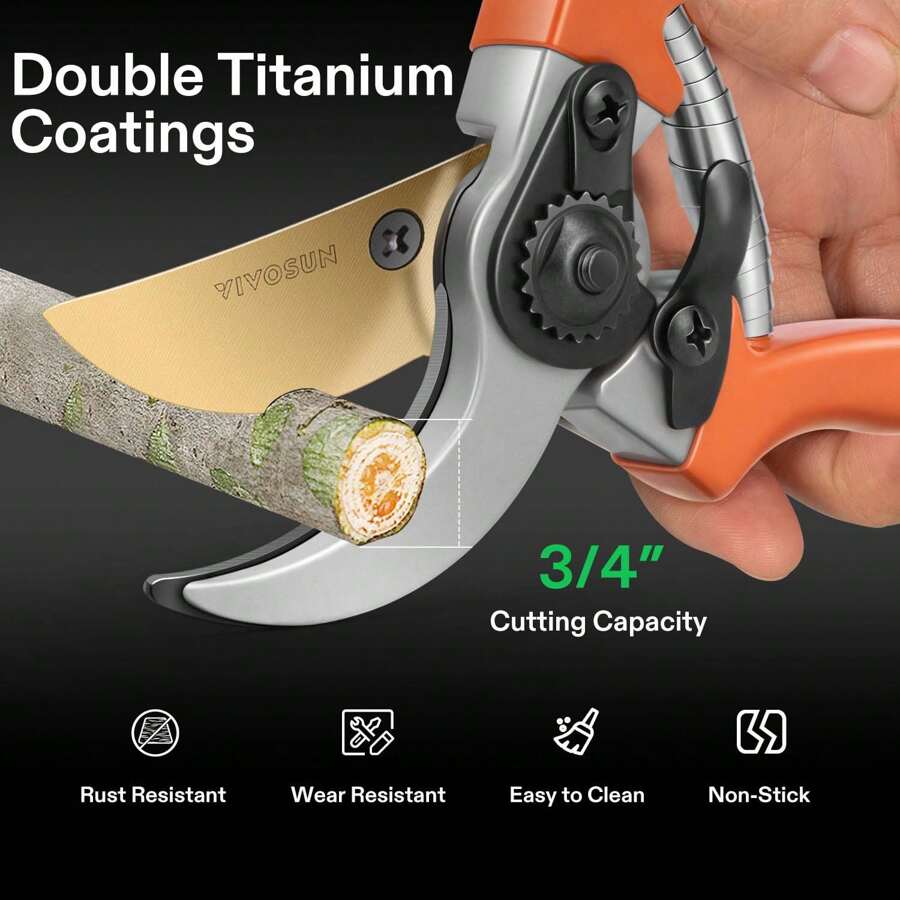 VIVOSUN 8" Bypass Pruning Shears For Gardening, Heavy-Duty Garden Scissors, Ultra Sharp Pruners ...