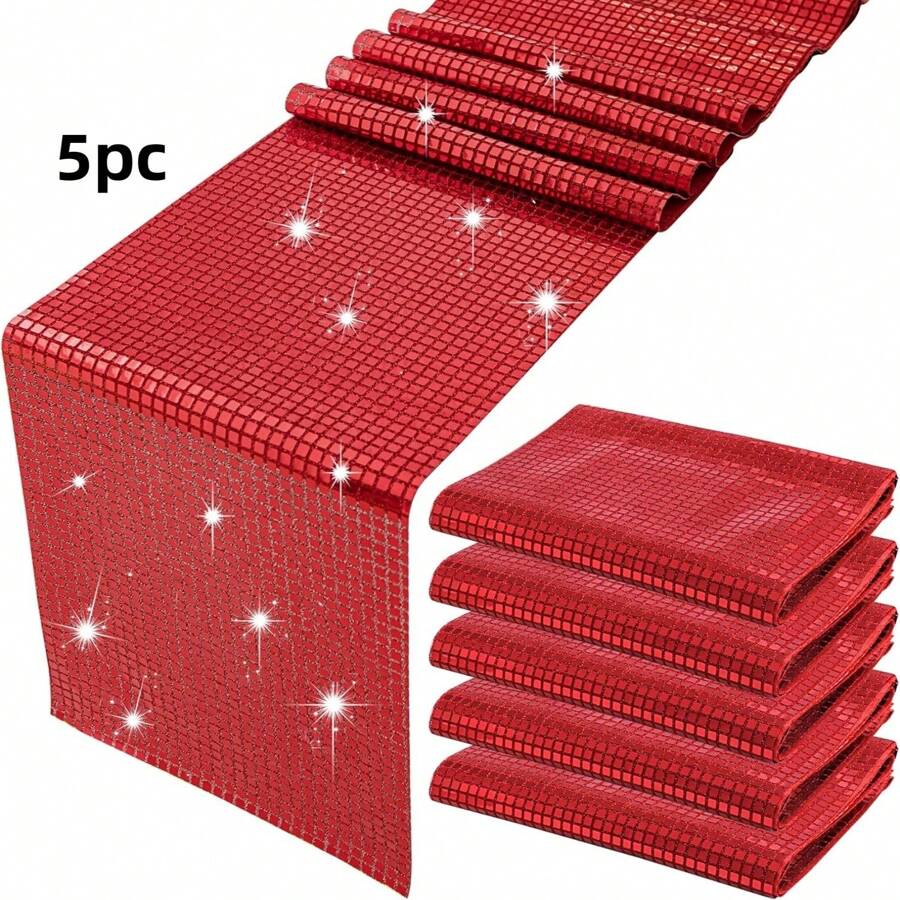 1/3/5pcs 33*183cm Gold Glitter Table Runner For Disco Party, Retro 70s 80s Theme, Disco Ball ...