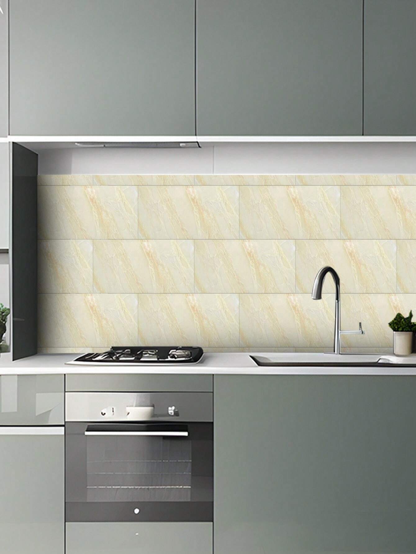 10/20 STKS 3D Geel Marmer Schil En Plak Tegels Behang, Anti-Vocht ...