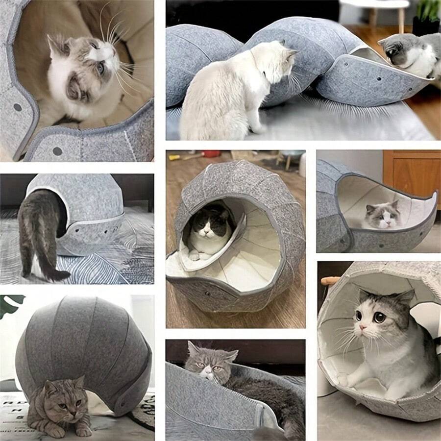 Cat Toy House Apartment, Bed For Indoor Cats, Soft Cat Burrow Tunnel ...