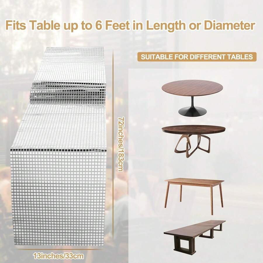 1/3/5pcs 33*183cm Gold Glitter Table Runner For Disco Party, Retro 70s 80s Theme, Disco Ball ...