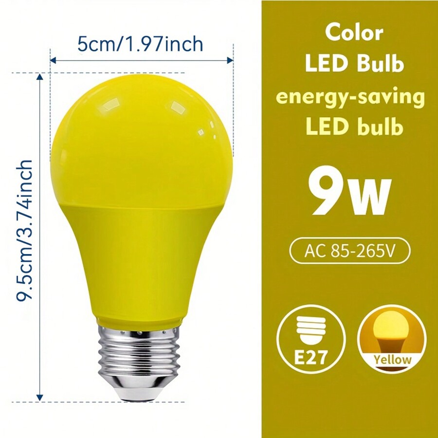 LED Colored Light Energy-Saving Bulbs , 9Watts (9W Equivalent), E27 ...