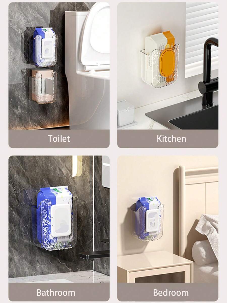 1pc Kitchen Wet Wipes Storage Box, Luxury Wave Pattern Wall-Mounted ...