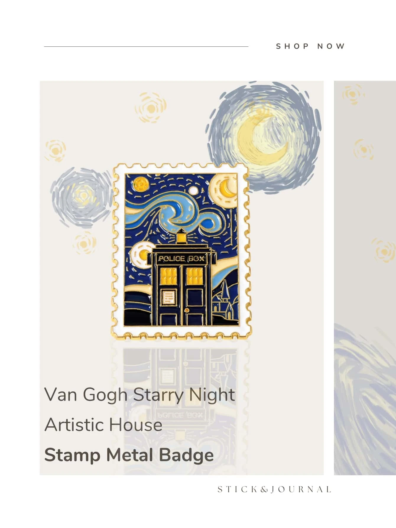 Van Gogh Starry Night Artistic House Stamp Metal Badge | SHEIN USA
