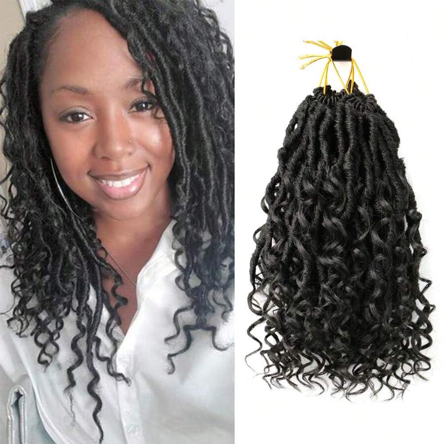 10 Inch Goddess Locs Crochet Hair River Locs Pre Looped Curly Faux Locs ...