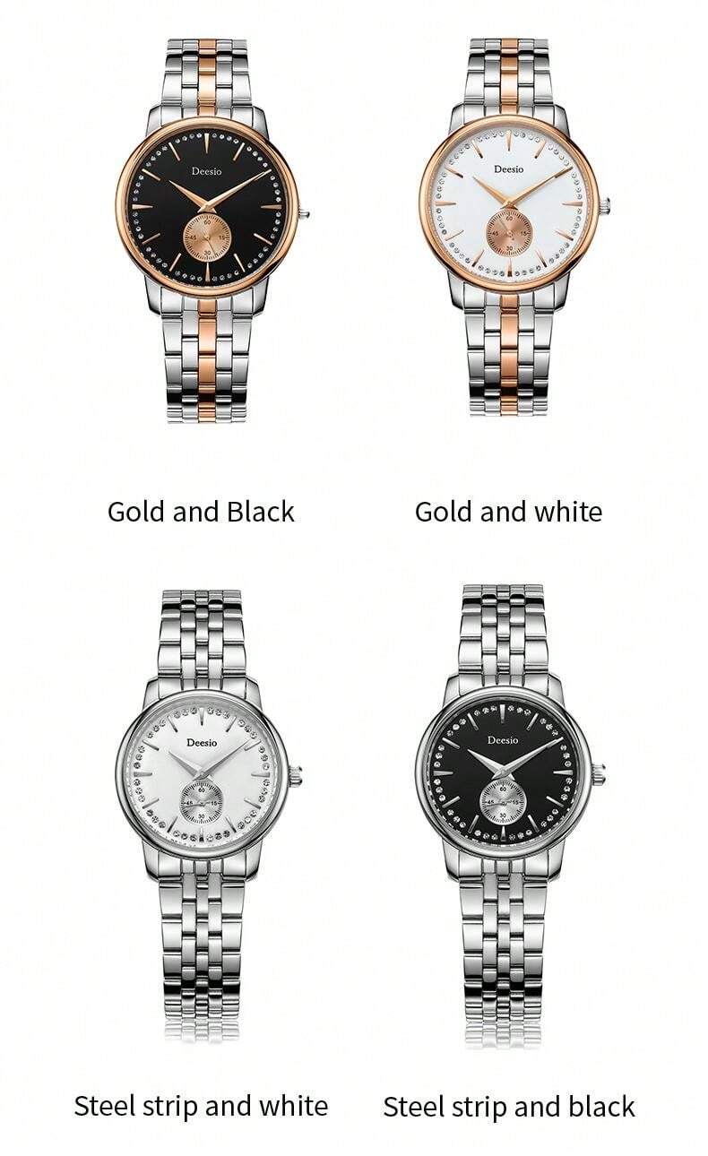 Deesio 1 pieza Reloj de muñeca de cuarzo de lujo con esfera redonda de ...
