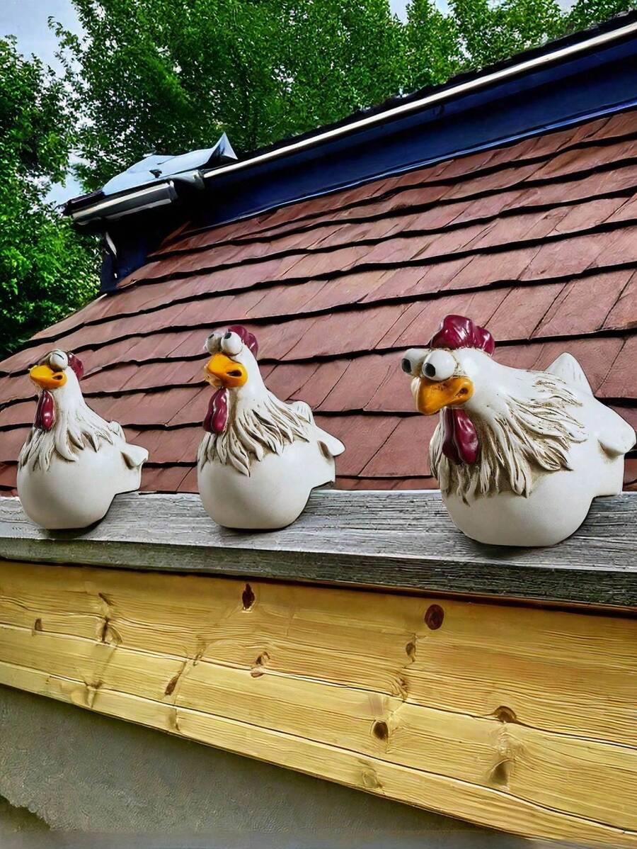 1pc Chicken Shaped Garden Ornament,Chicken Fence Decoration,Funny Farm ...