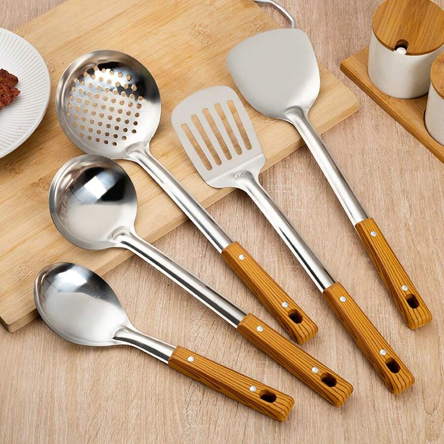 Heat-Resistant Stainless Steel Kitchen Utensils Set For Cooking ...