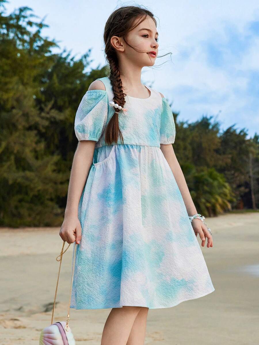 Summer Lightweight -Inspired Allover Print Princess Dress For Tween ...