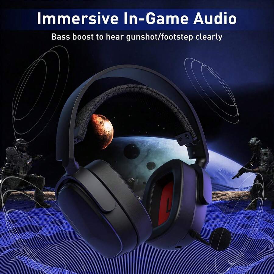 SENZER X100 Wireless Gaming Headset For PS5 PS4 PC - Bluetooth, Clear ...