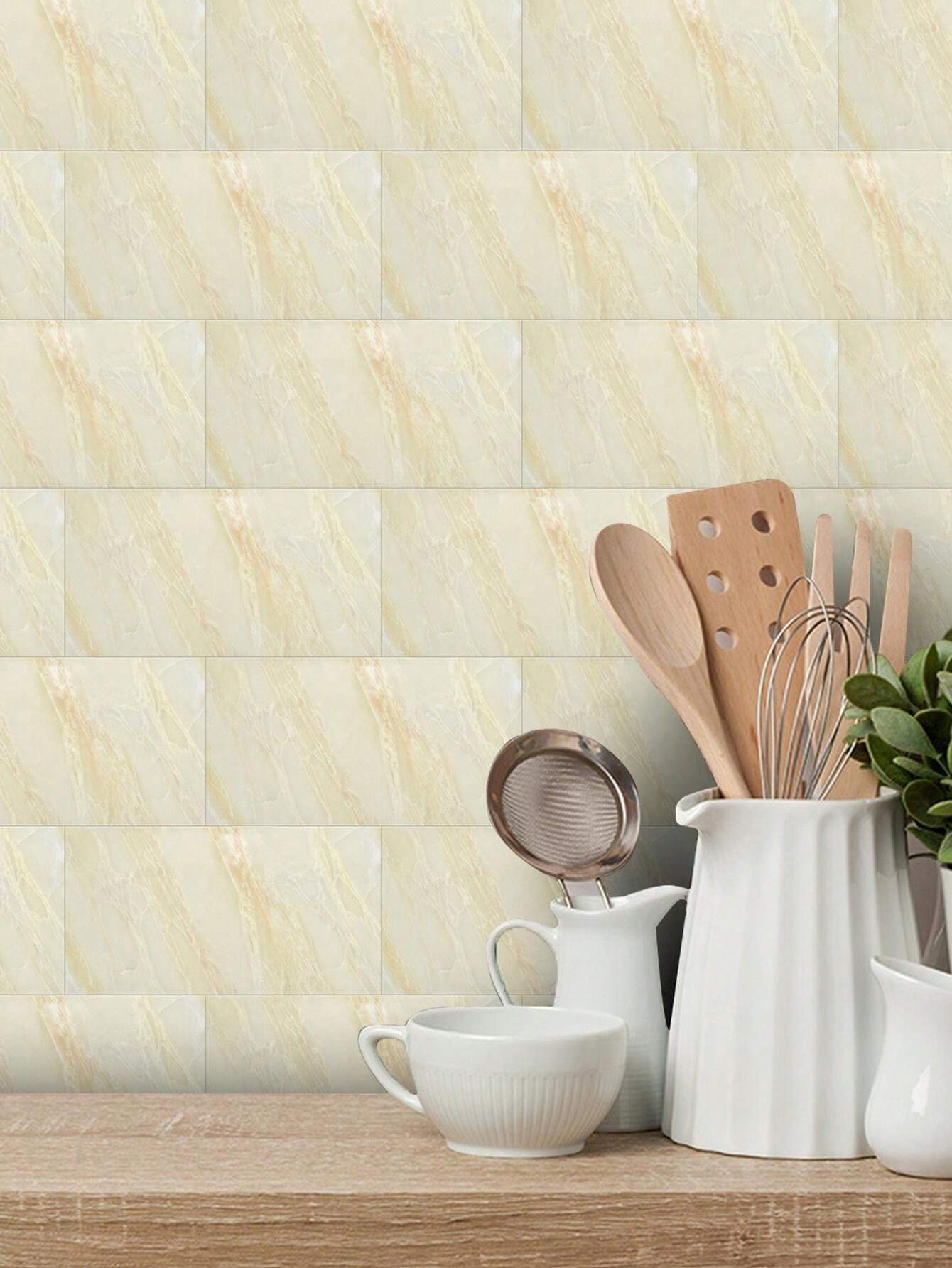 10/20 STKS 3D Geel Marmer Schil En Plak Tegels Behang, Anti-Vocht ...