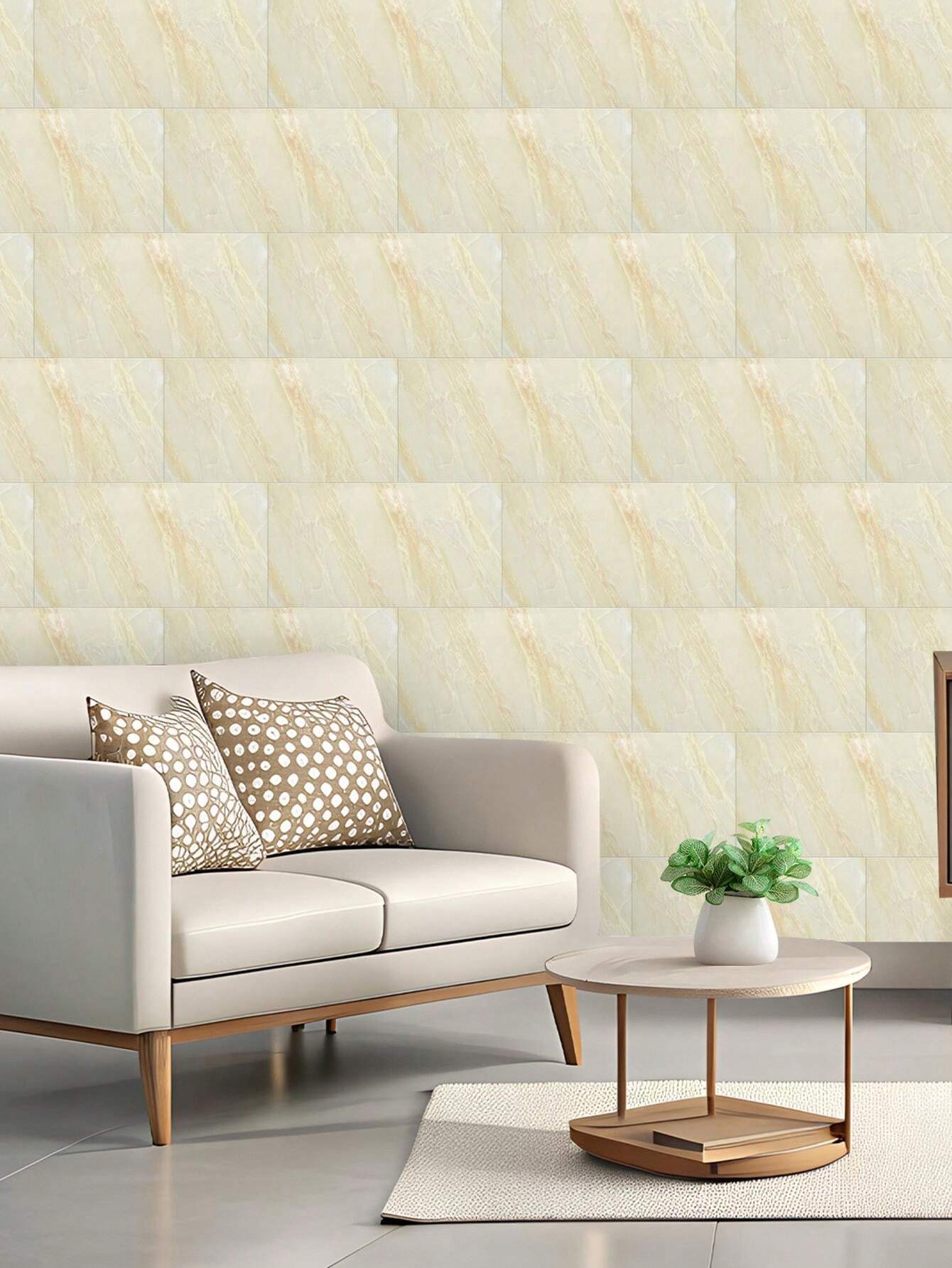 10/20 STKS 3D Geel Marmer Schil En Plak Tegels Behang, Anti-Vocht ...