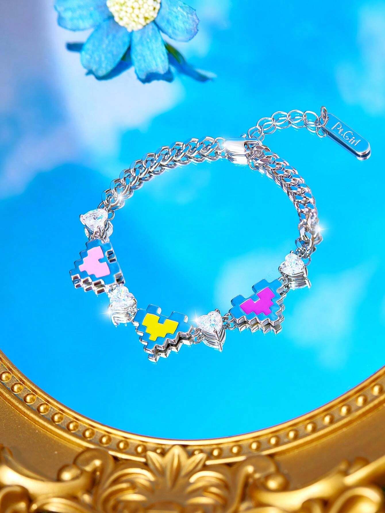 Collar de la personalidad exclusivo Y2K retro con diseño de mosaico de ...